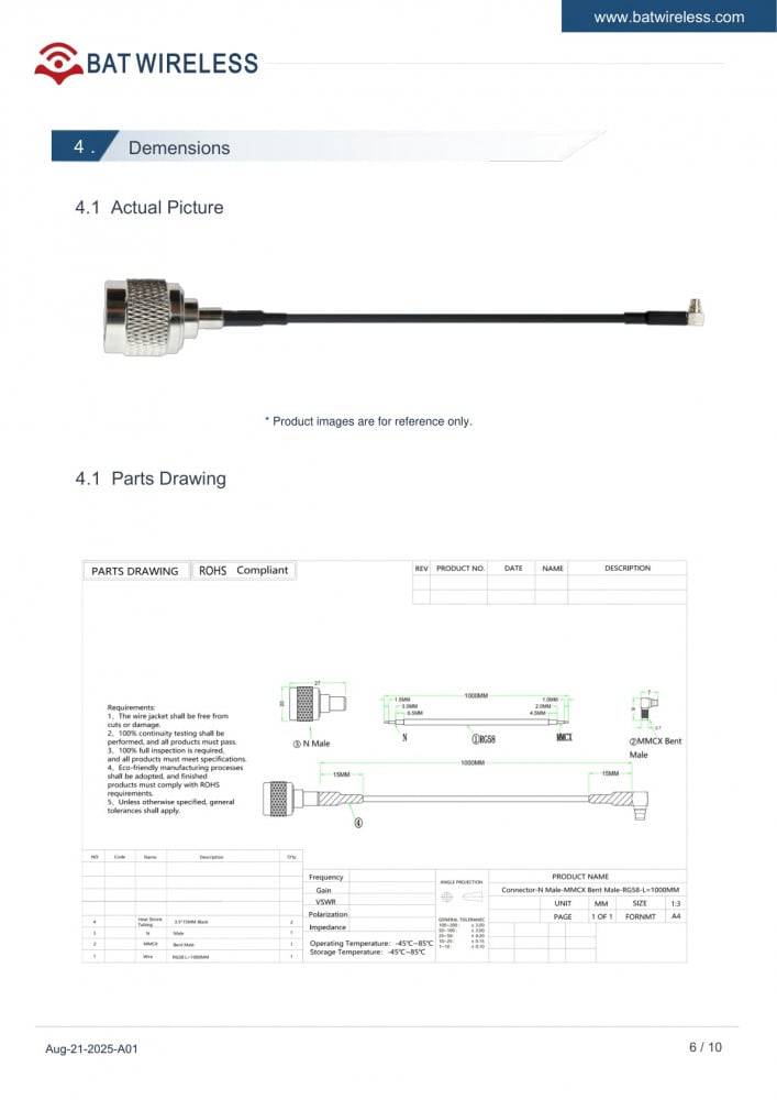 BWNJ-MMCXWJ-RG58L1000 datasheet page 6