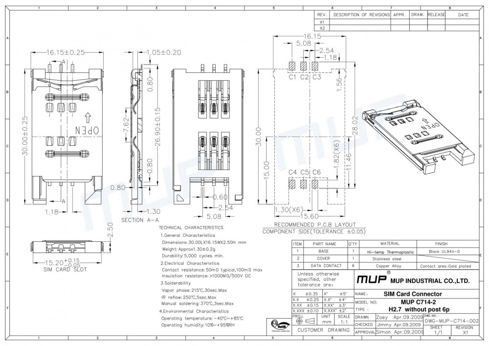 MUP-C714-2 technical document preview