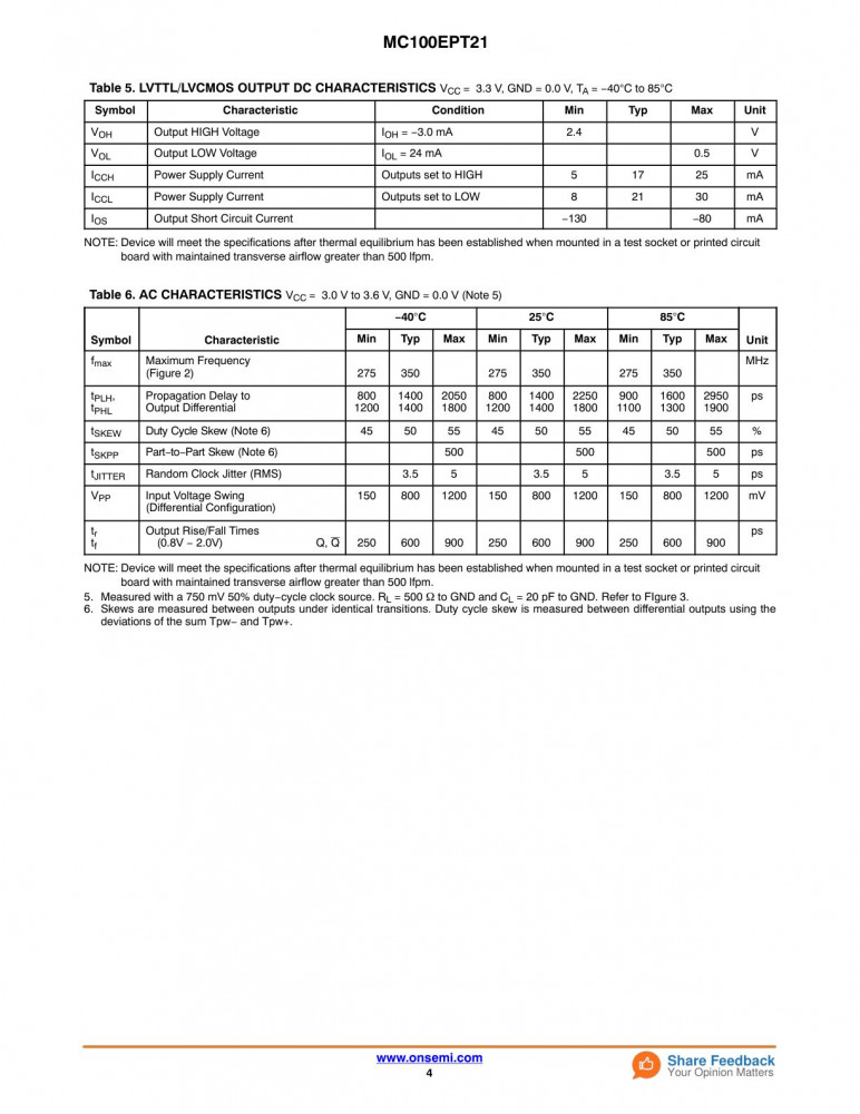 MC100EPT21 datasheet preview, page 4