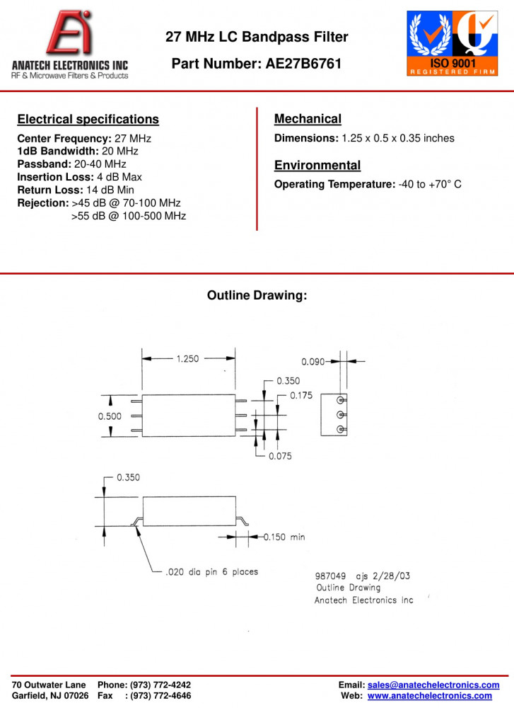 AE27B6761 technical document page 1