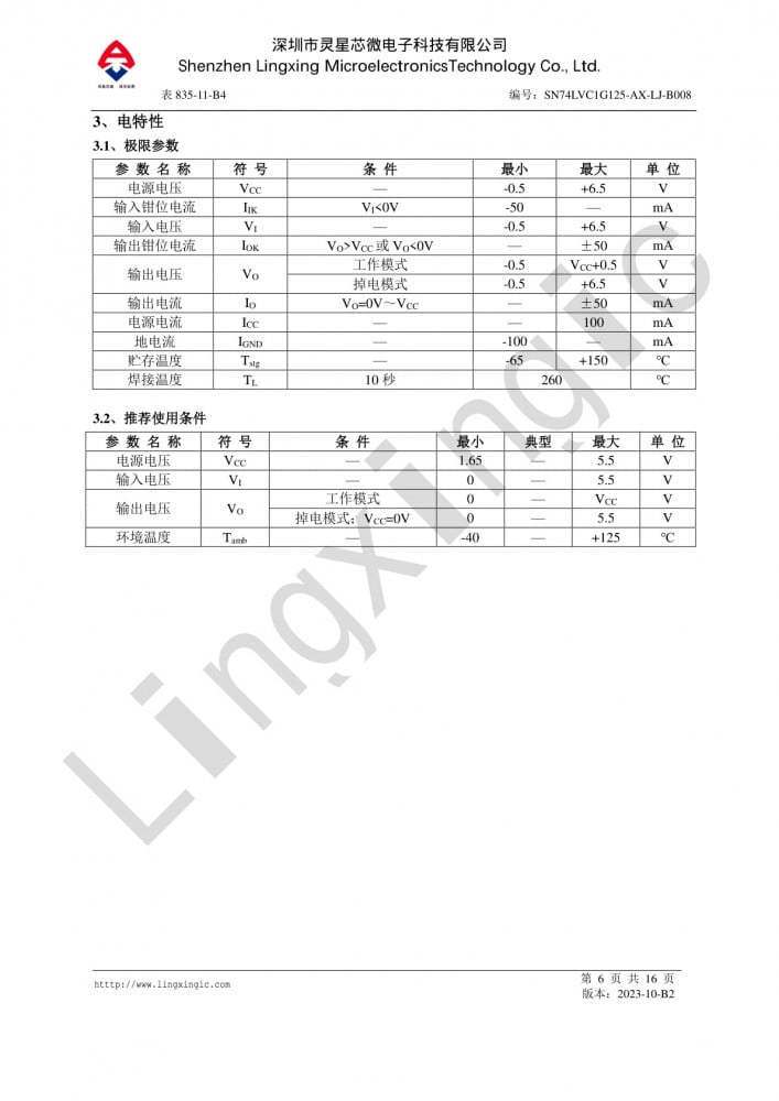 SN74LVC1G125 datasheet page 6