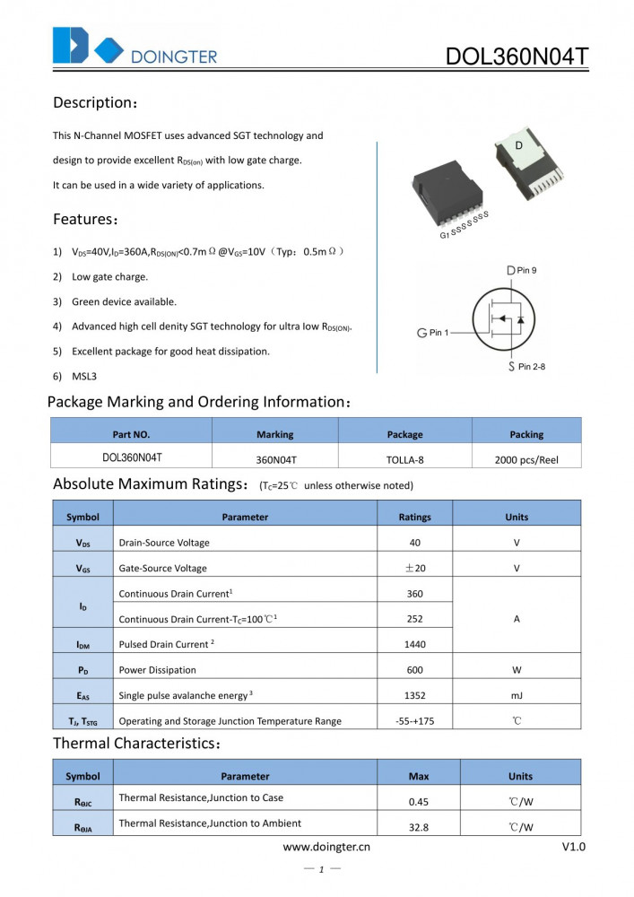 DOL360N04T datasheet page 1