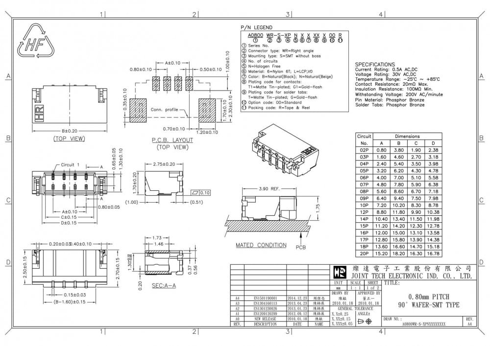 A0800WR-S-10PNLNT1T00R technical drawing preview