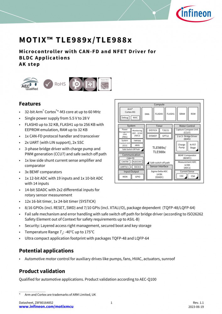 TLE98932QTW62SXUMA1 technical document page 1
