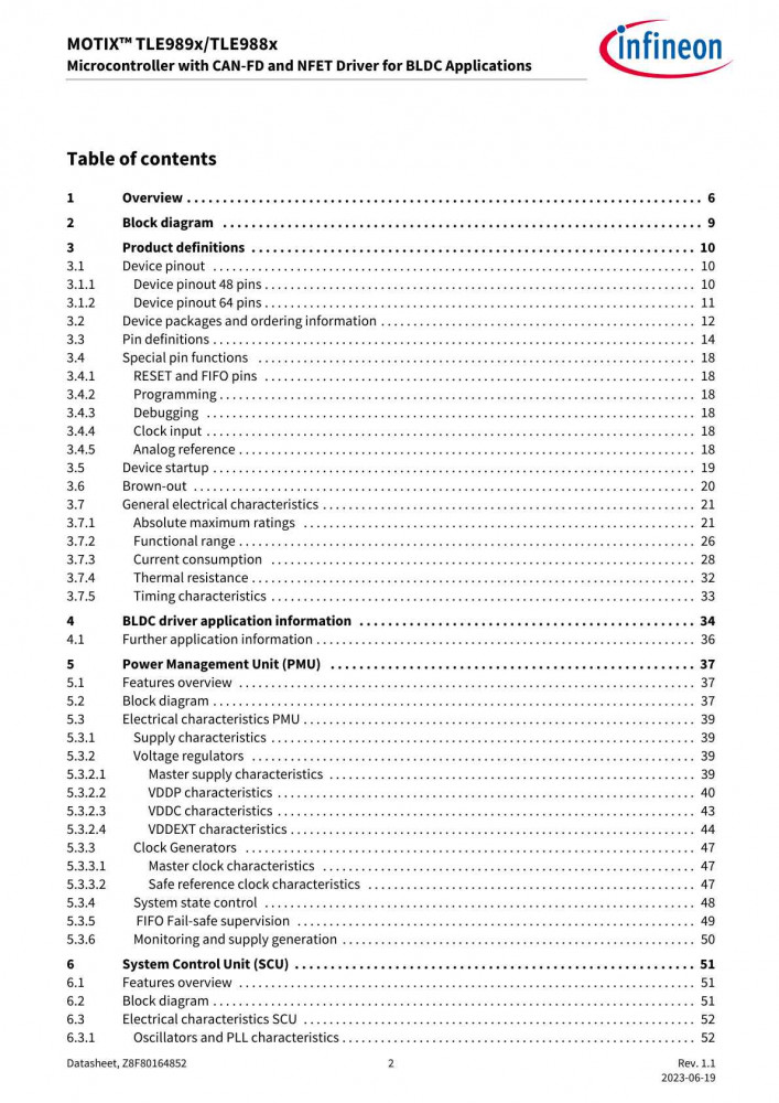 TLE98932QTW62SXUMA1 technical document page 2