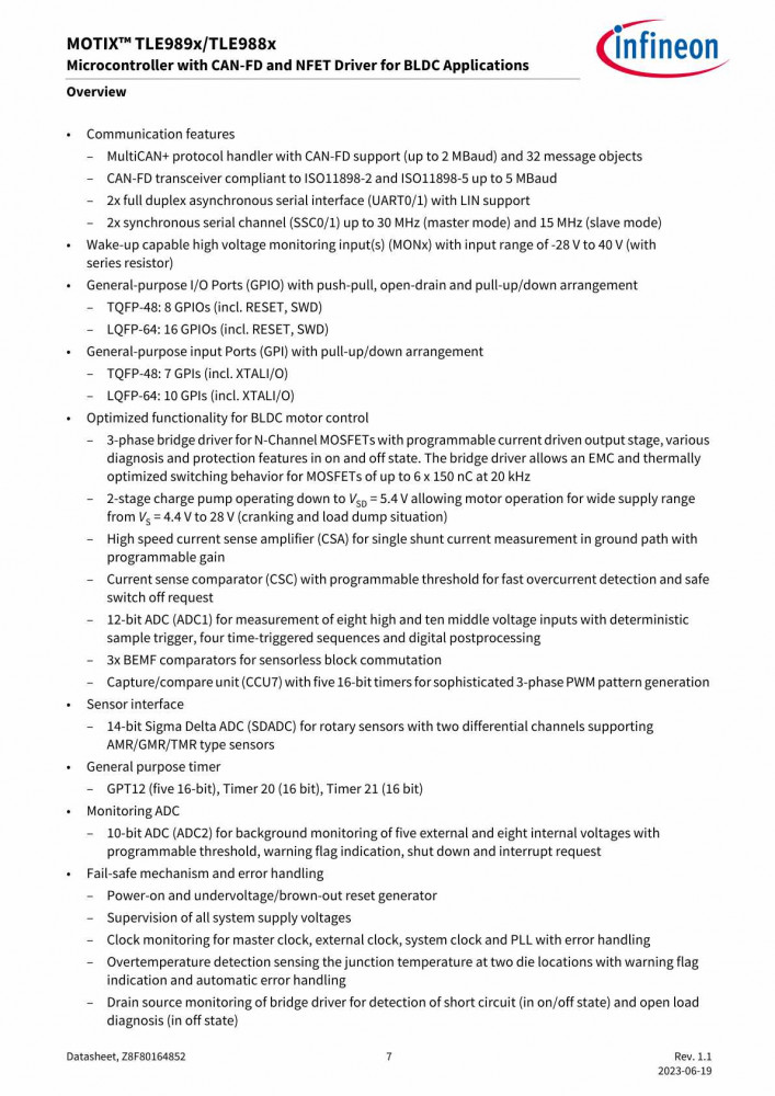 TLE98932QTW62SXUMA1 technical document page 7