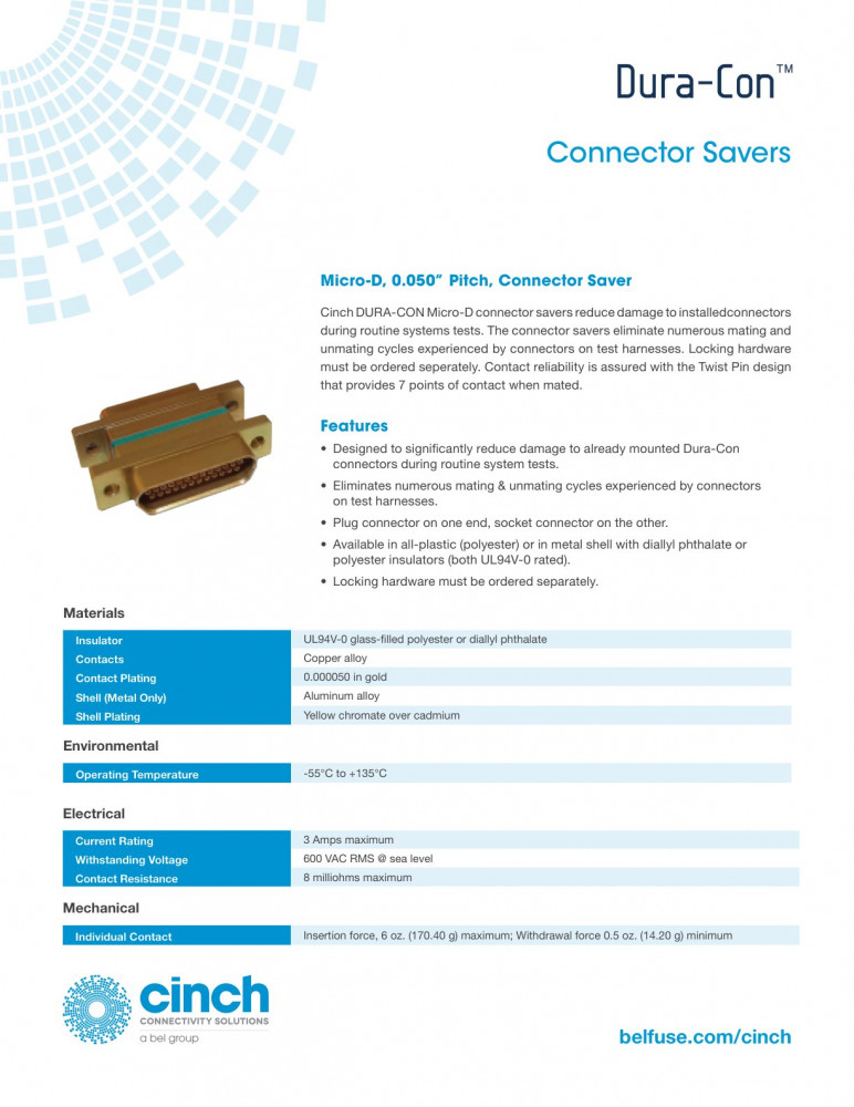 CINCH DCDM21CS technical document page 1