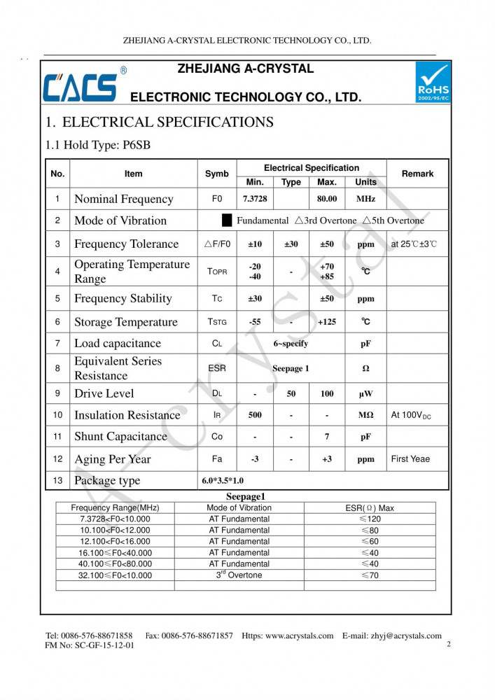 P6SB specification page 2