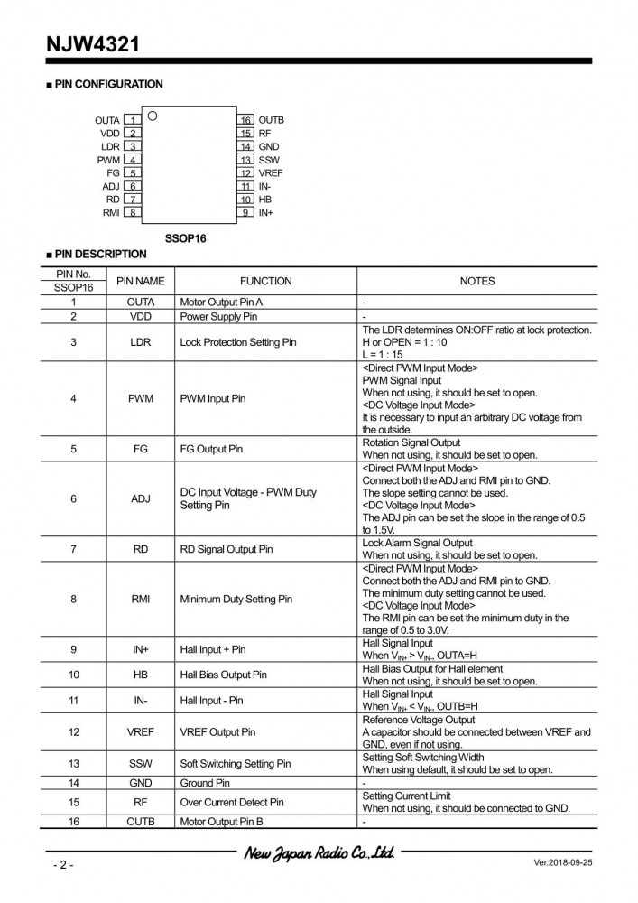 NJW4321 technical document page 2