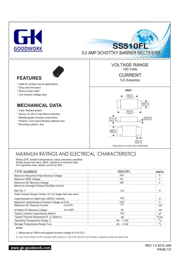 GOODWORK SS510FL datasheet page 1