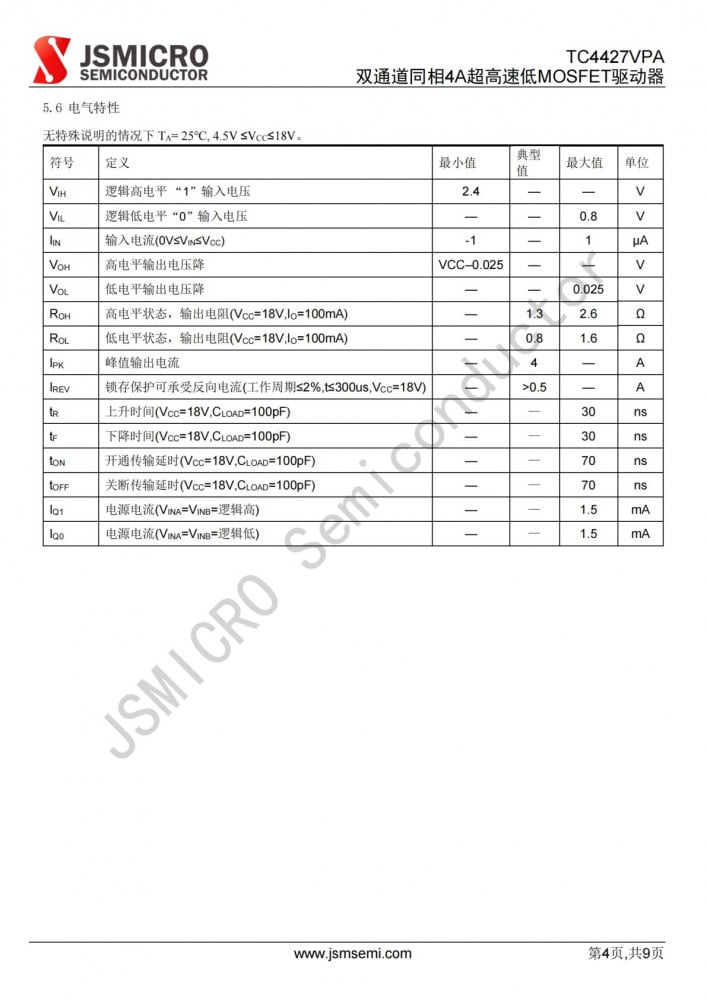 TC4427VPA-JSM datasheet page 4