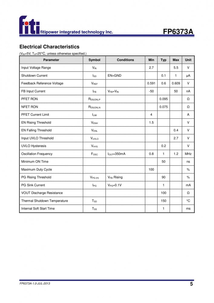 FP6373A datasheet page 5