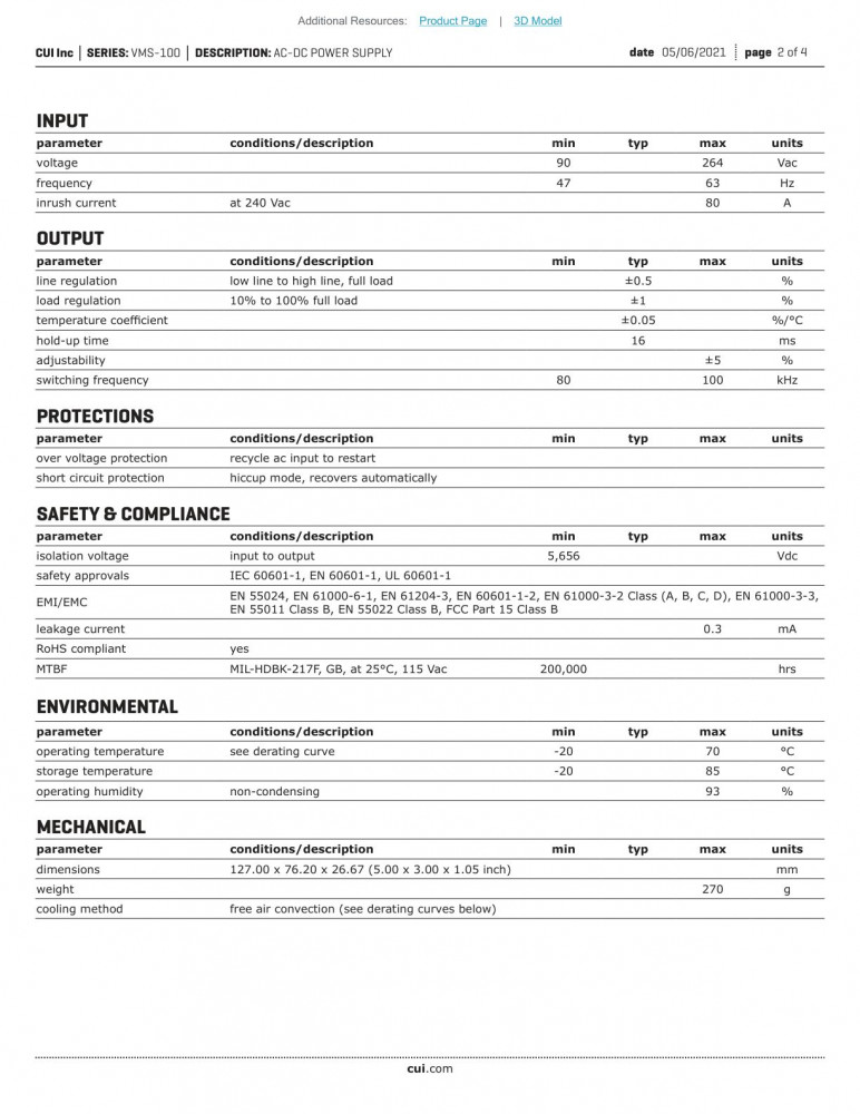 VMS-100-12 technical document page 2