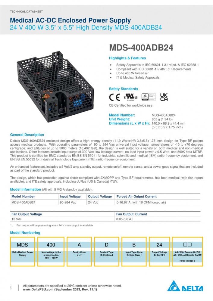 MDS-400ADB24 AA datasheet page 1