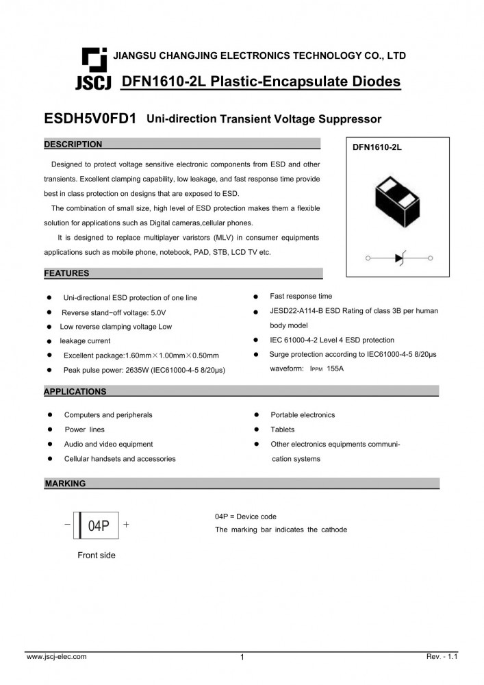 ESDH5V0FD1 datasheet page 1
