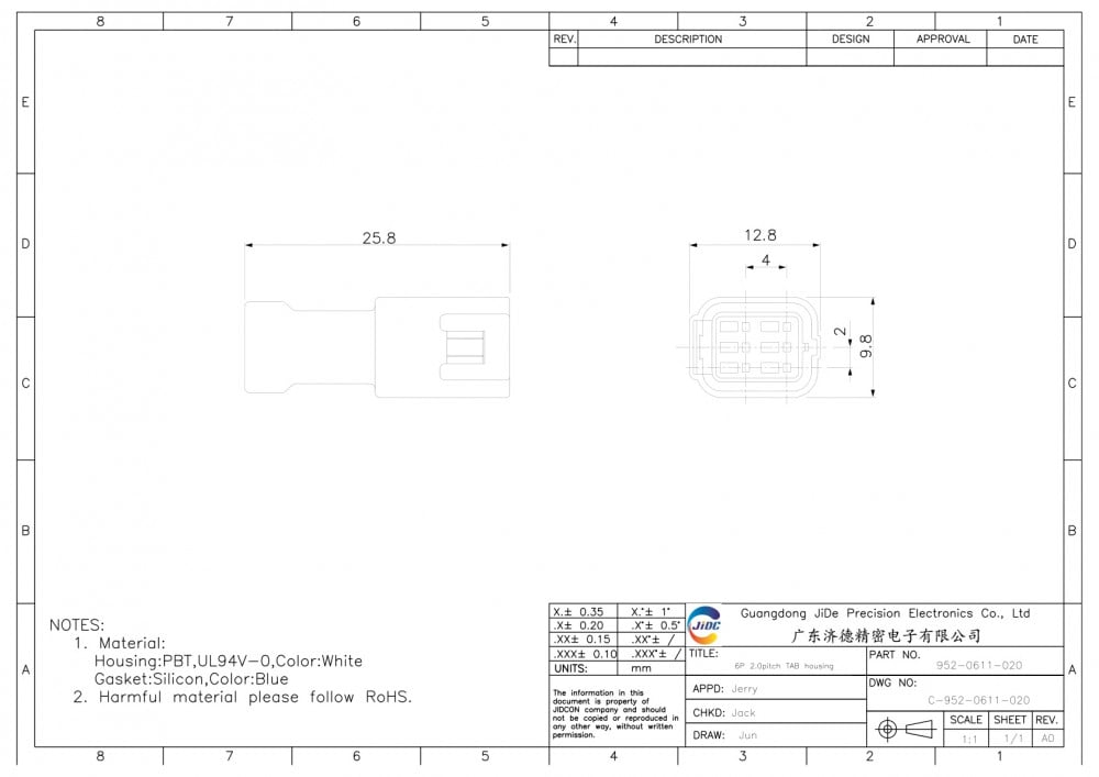 JIDC 952-0611-020 technical drawing preview