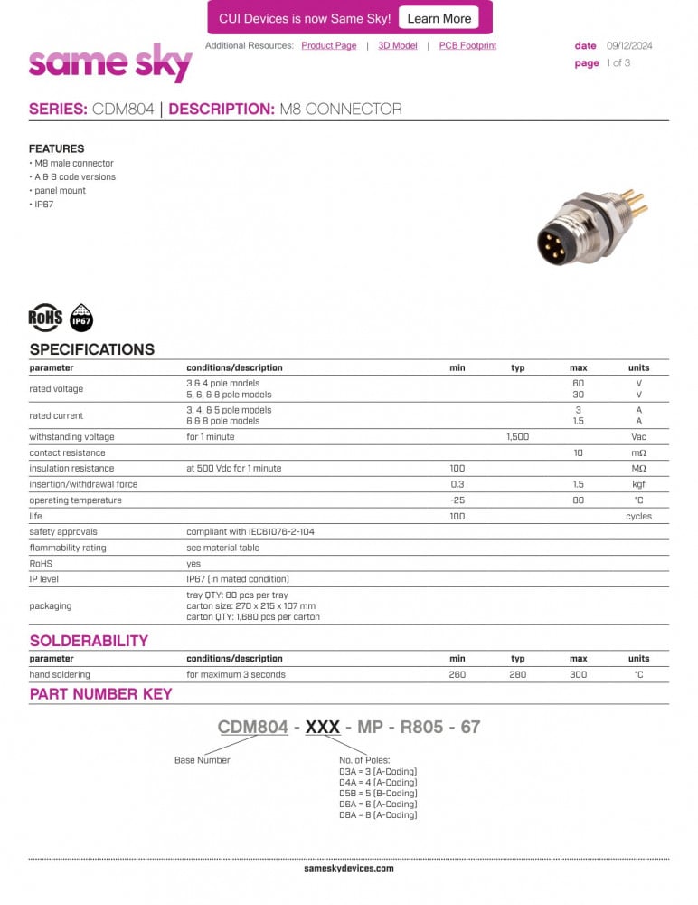 CDM804 datasheet page 1