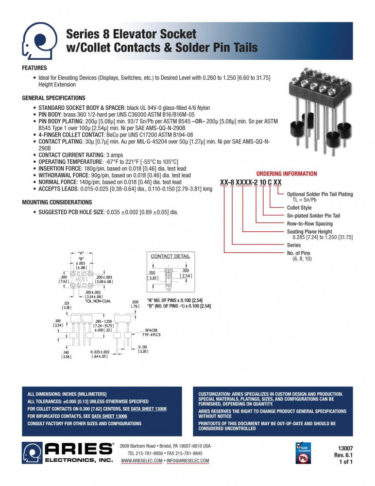 Aries Electronics 13007 datasheet page