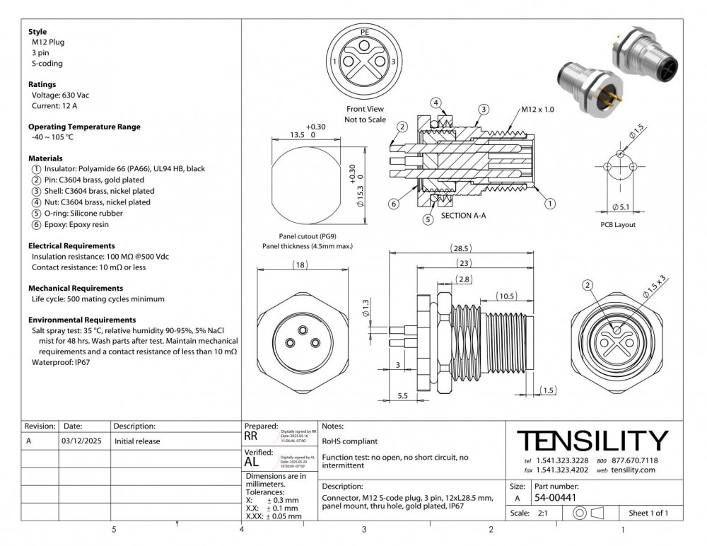 Tensility International 54-00441 product drawing