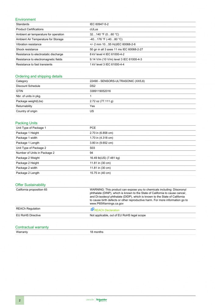 XXV18B1PBM12 technical document page 2