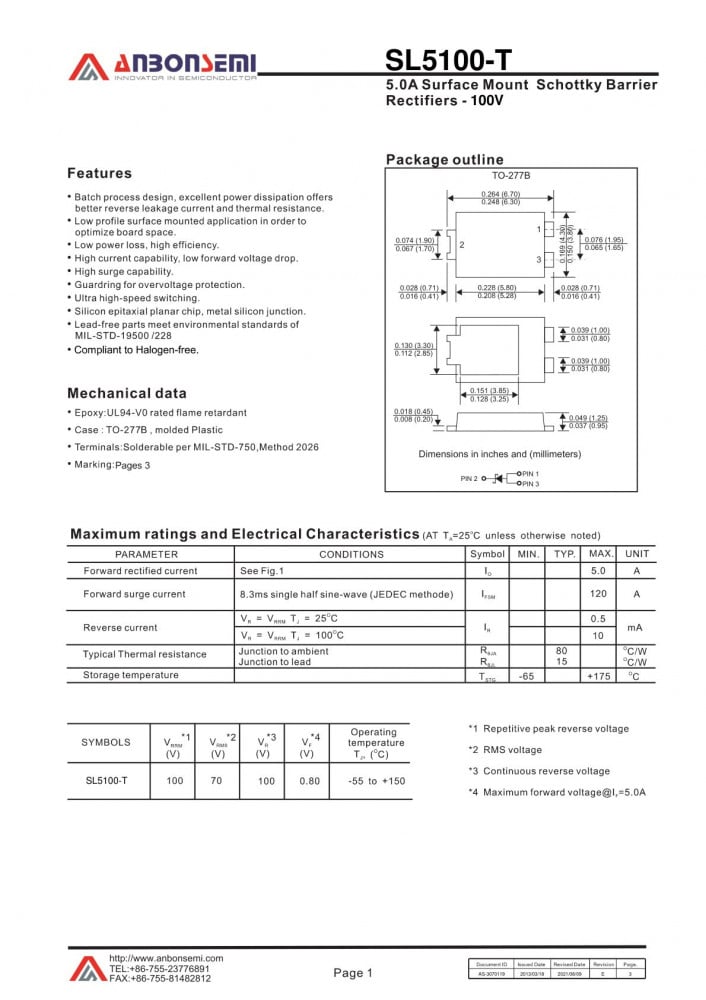SL5100-T datasheet page 1