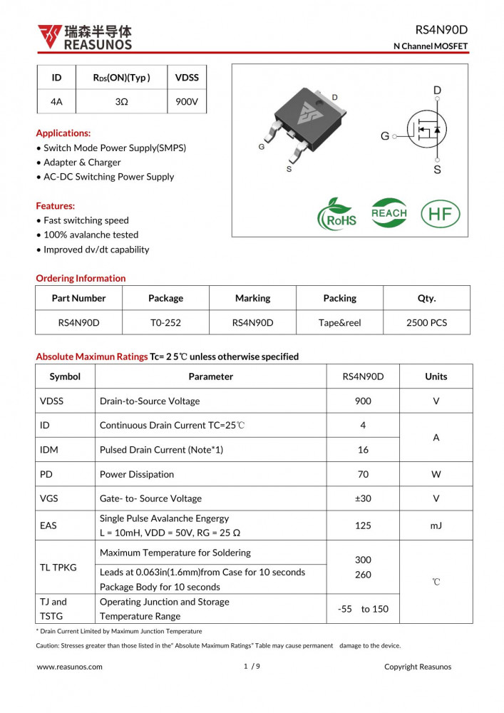 RS4N90D datasheet page 1