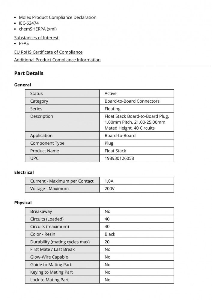 MOLEX connector document preview, page 2