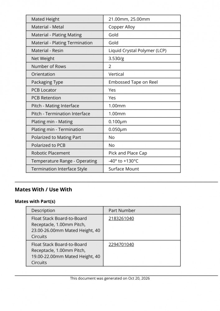 MOLEX connector document preview, page 3