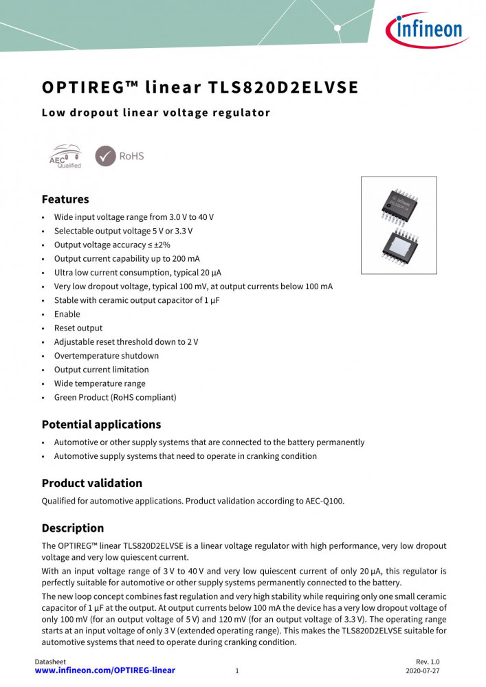 TLS820D2ELVSE datasheet page 1