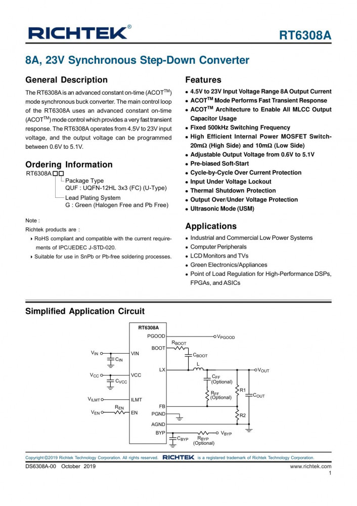 RT6308A datasheet page 1