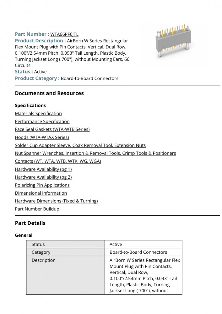 WTA66PF6JTL technical documentation page 1