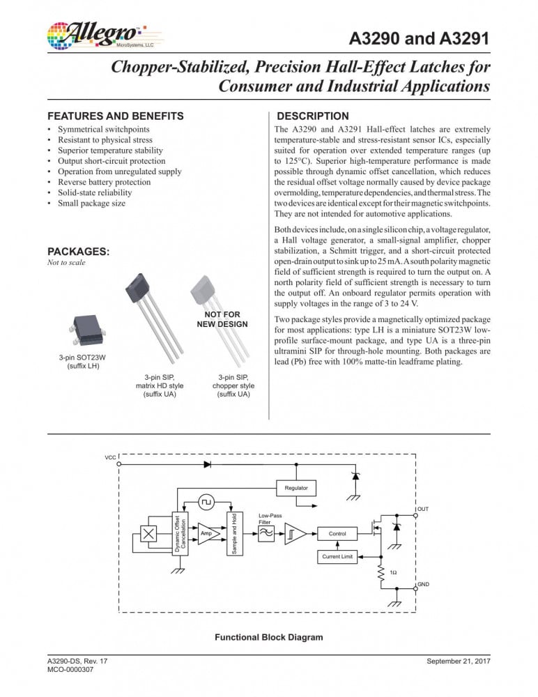 A3290 datasheet page 1