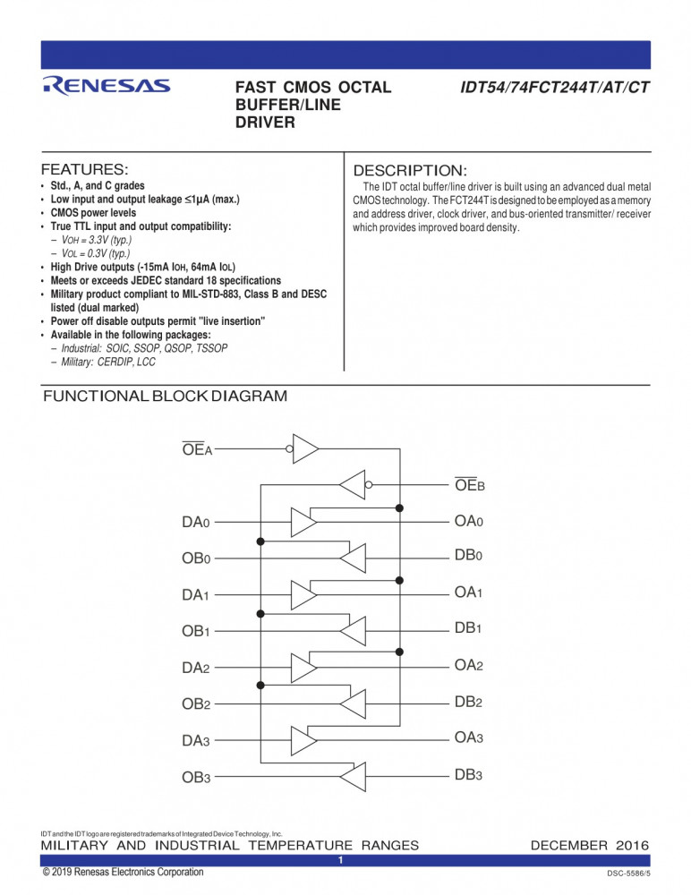 RENESAS datasheet page 1