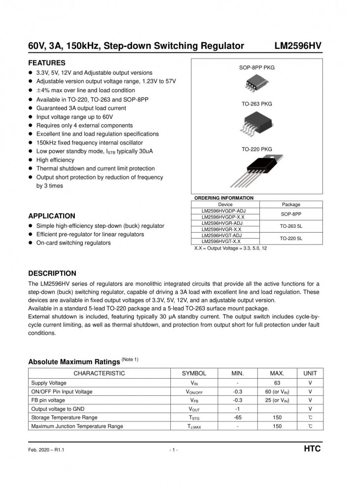 LM2596HV datasheet page 1