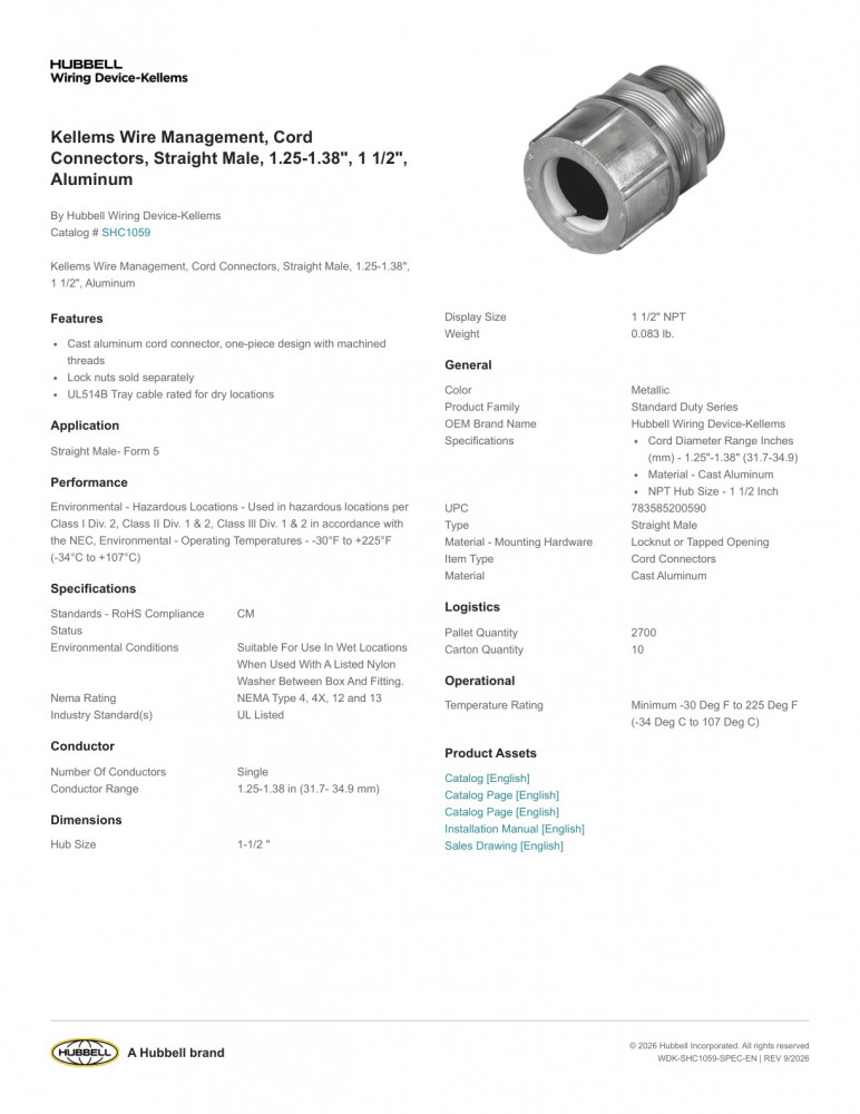 SHC1059 product documentation preview