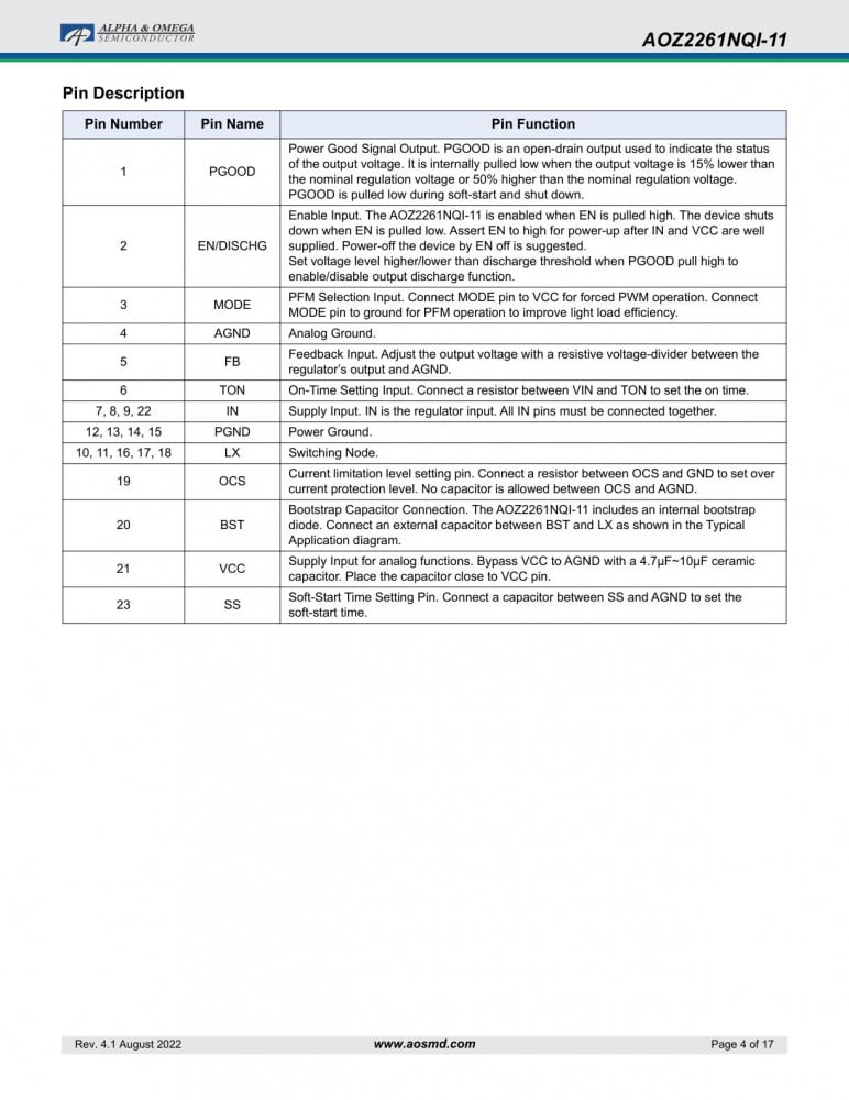AOZ2261NQI-11 datasheet page 4