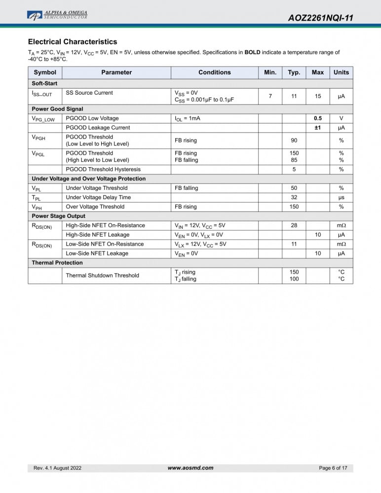 AOZ2261NQI-11 datasheet page 6