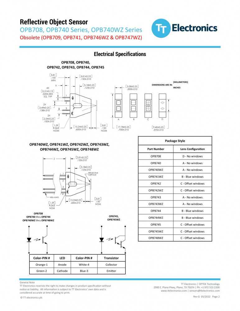 OPB743WZ datasheet page 2