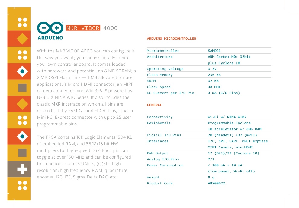 Arduino MKR VIDOR 4000 ABX00022 technical document page 2