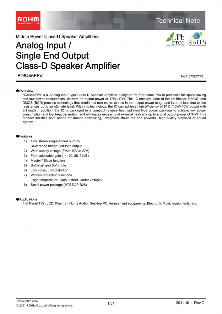 BD5445EFV-E2 datasheet page 1