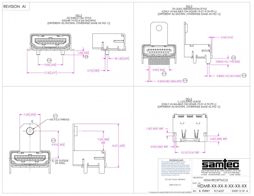 Samtec HDMR drawing page 3