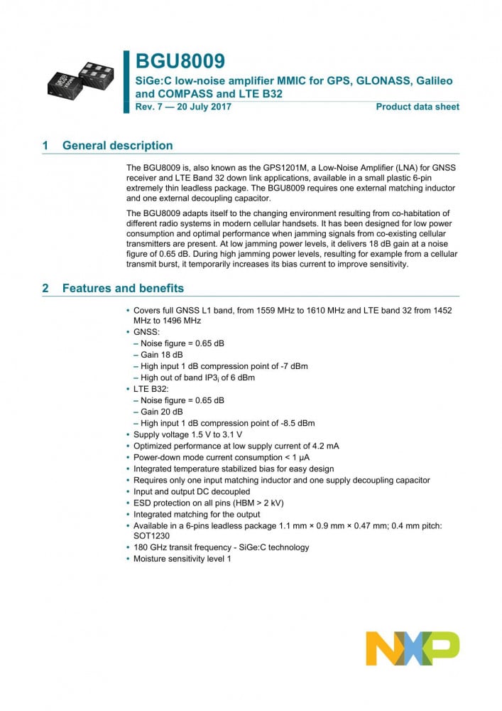 BGU8009 datasheet page 1