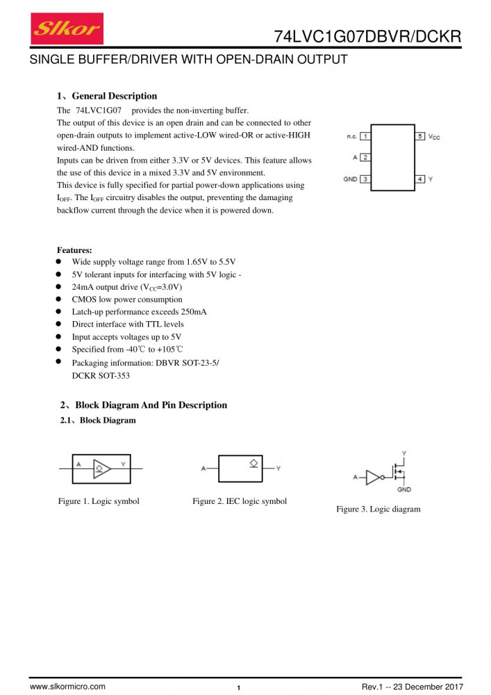 74LVC1G07DBVR datasheet page 1