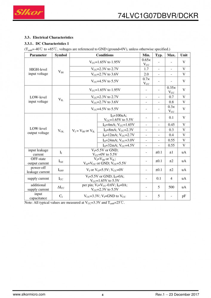 74LVC1G07DBVR datasheet page 4