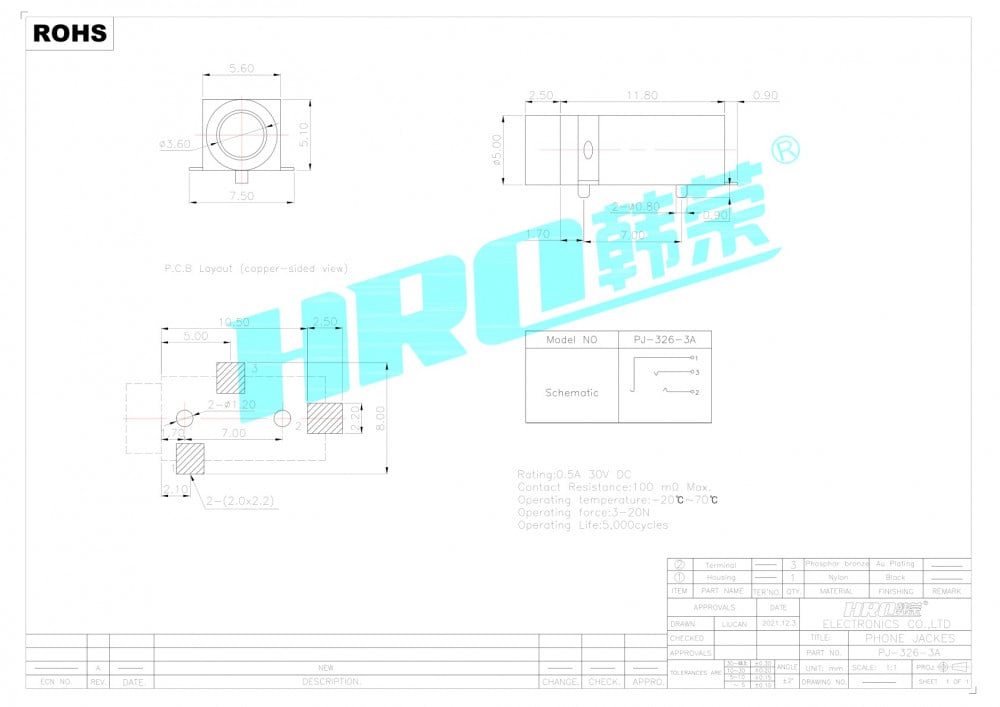 PJ-326-3A product drawing page