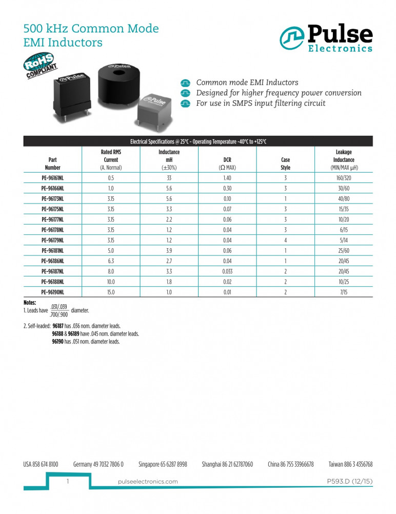 PULSE PE-96173NL technical document page 1