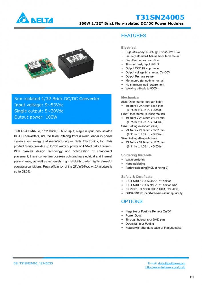 DELTA T31SN24005NNFA datasheet page 1