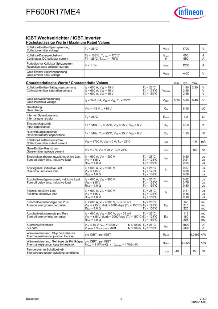 FF600R17ME4 datasheet page 2
