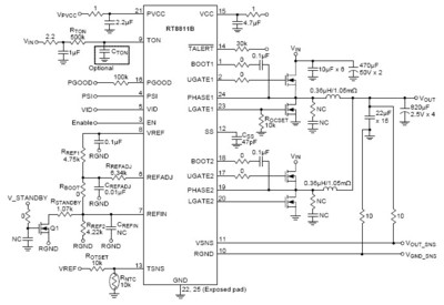 RT8811B - Dual-Phase COT Buck PWM Controller with Dynamic Voltage Control for sale