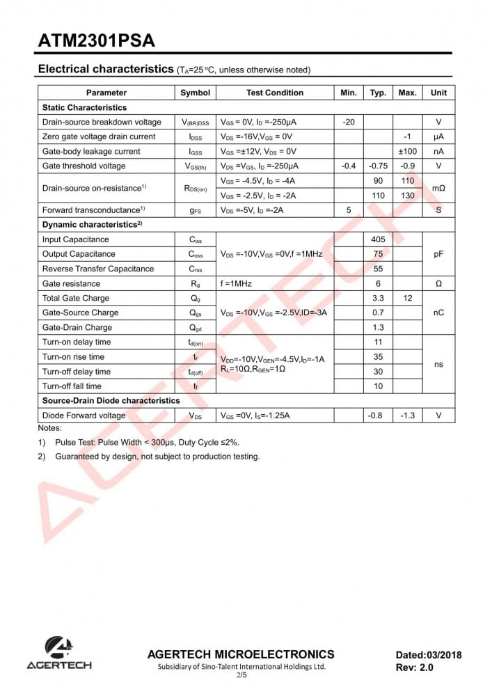 ATM2301PSA datasheet page 2